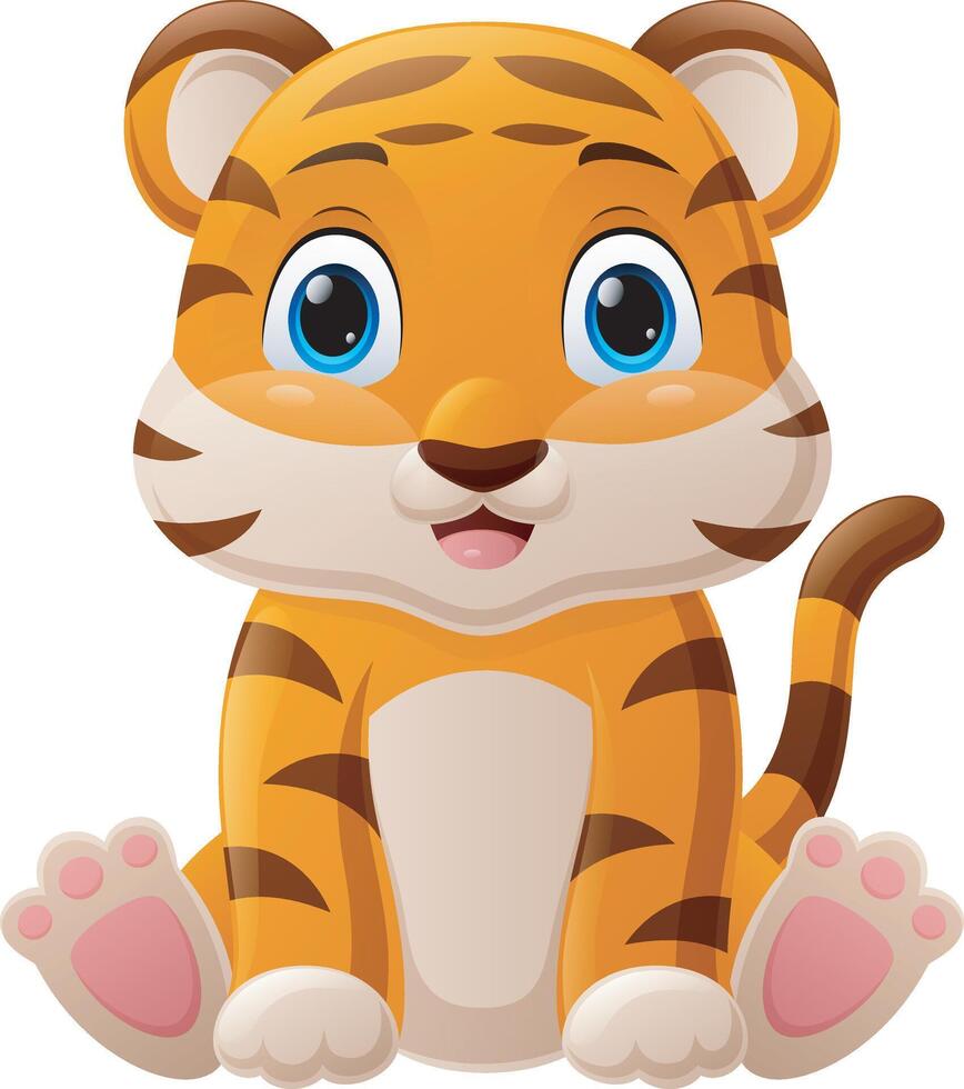 Cute baby tiger cartoon sitting 47421375 Vector Art at Vecteezy