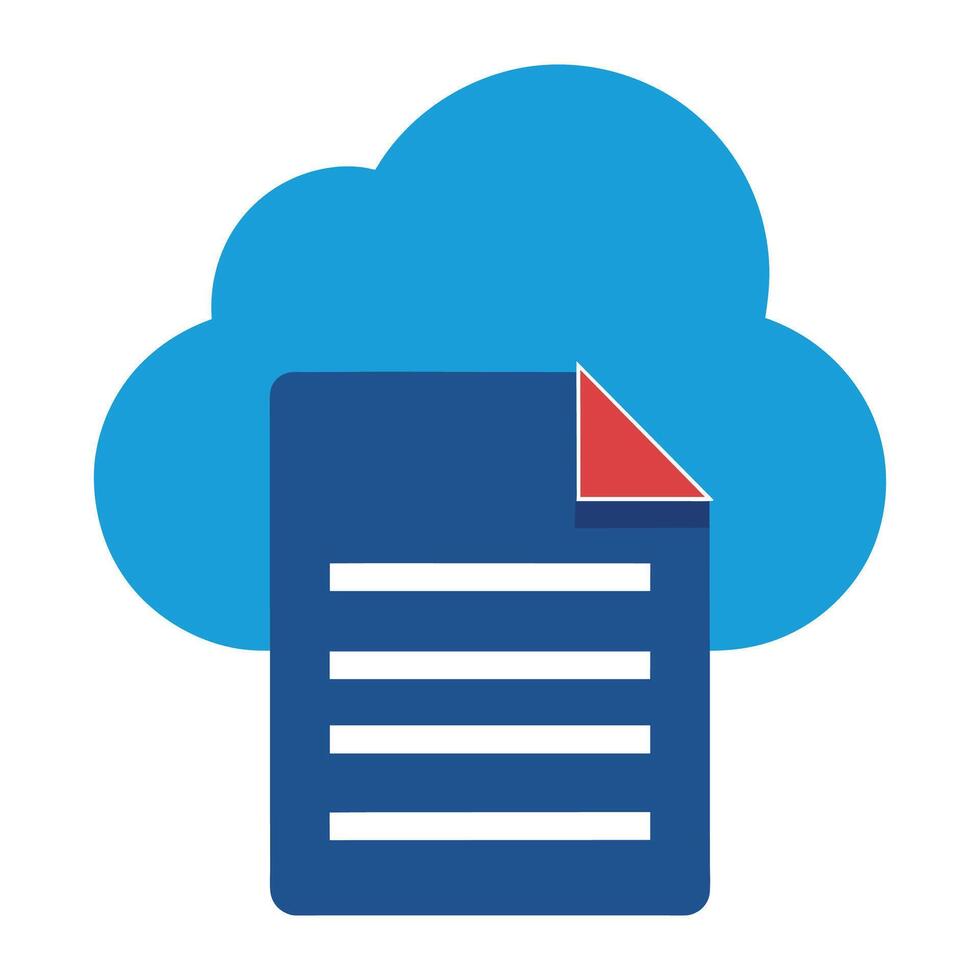 Document with cloud computing icon flat illustration on white ...