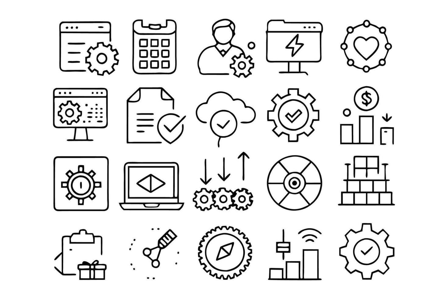 Devops methodology editable stroke outline icons set isolated on white ... Devops methodology editable stroke outline icons set isolated on white ...