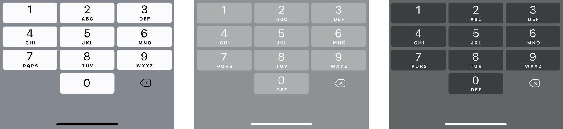 Smartphone dial keypad with numbers and letter set. Black, white and grey collection of ...