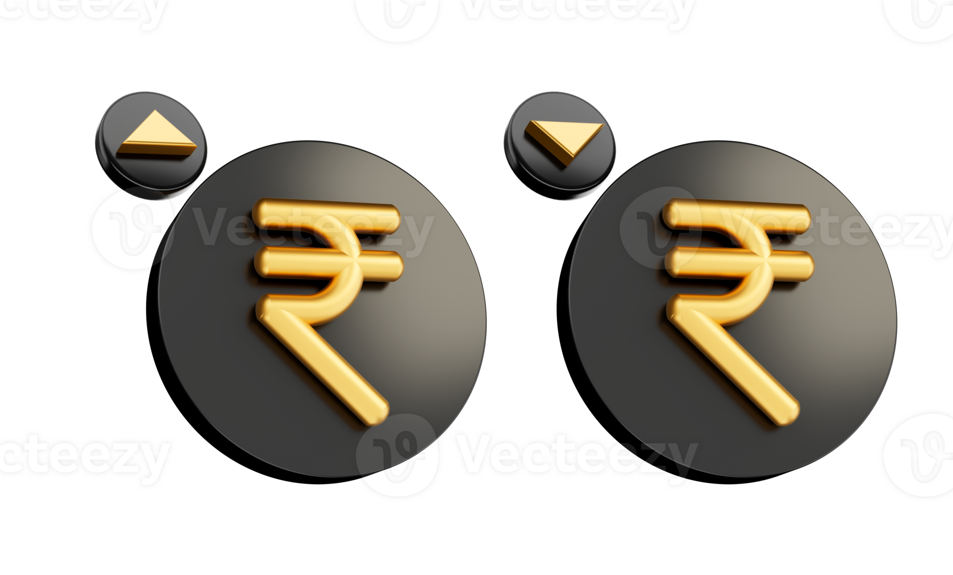 Indian Rupee symbol increase and decrease icon. Money 3d illustration ...