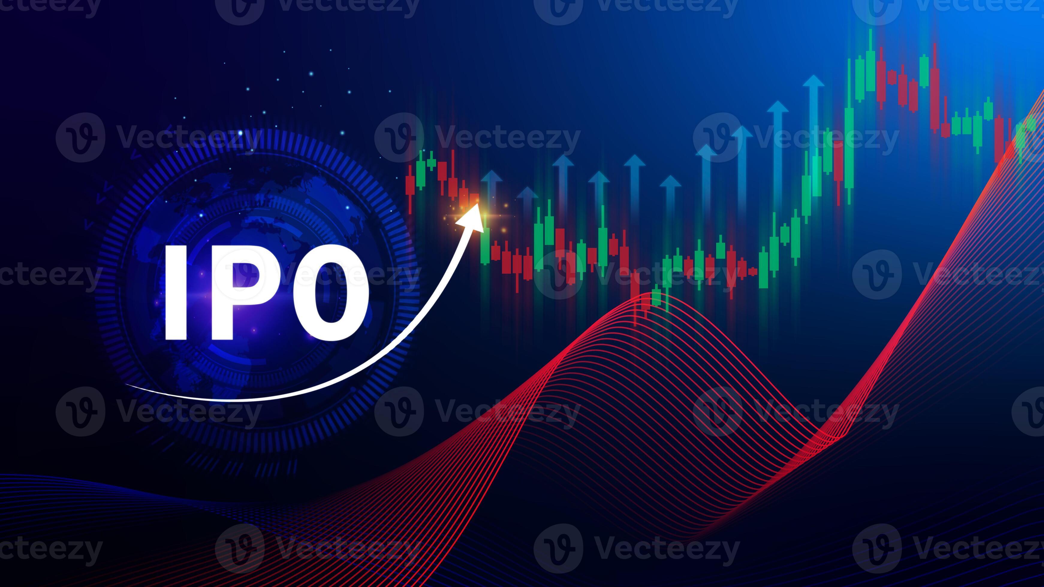 IPO, Initial public offering concept, virtual IPO word with stock graph for boosting the growth ...