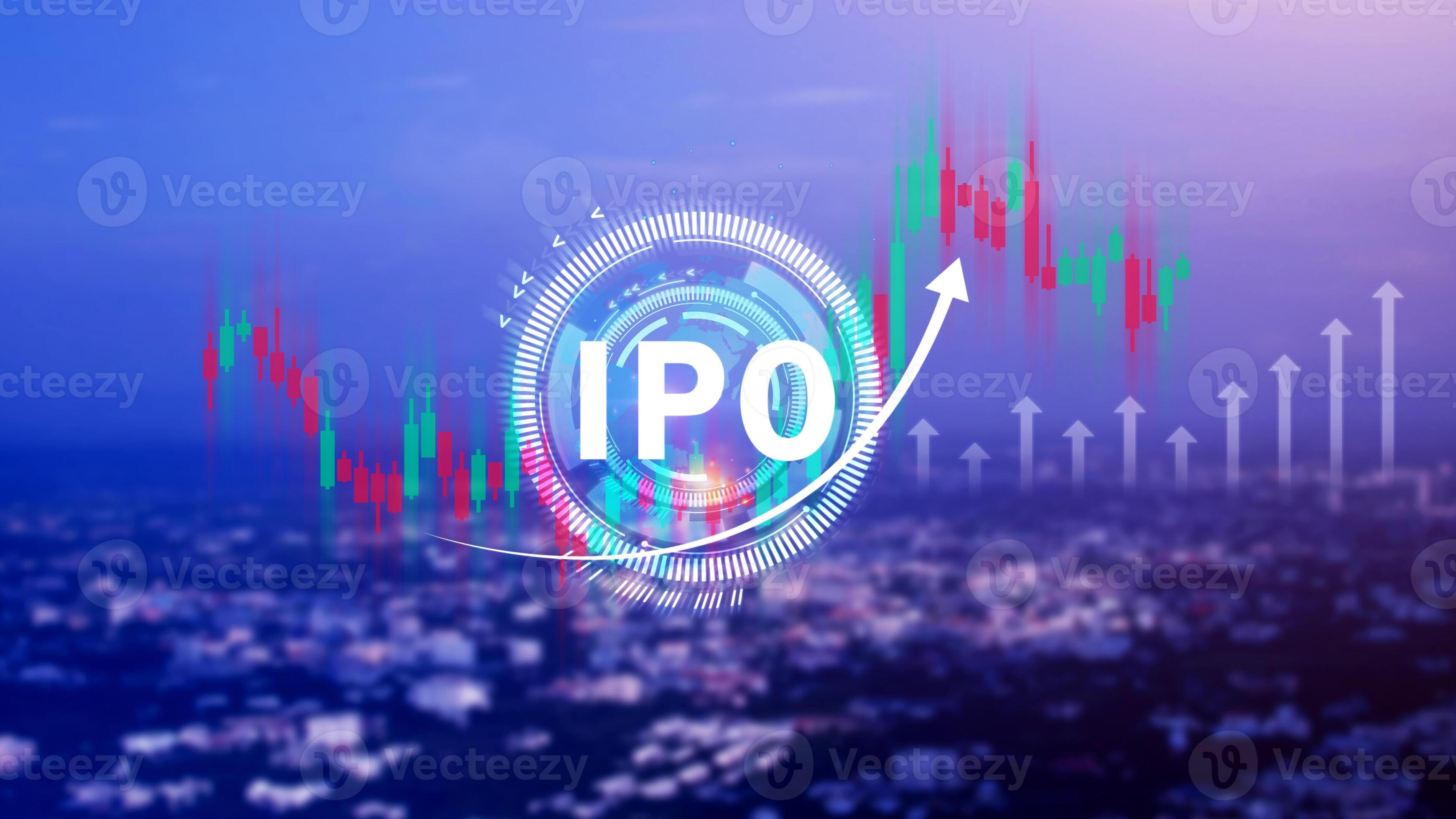 IPO, Initial public offering concept, virtual IPO word with stock graph for boosting the growth ...