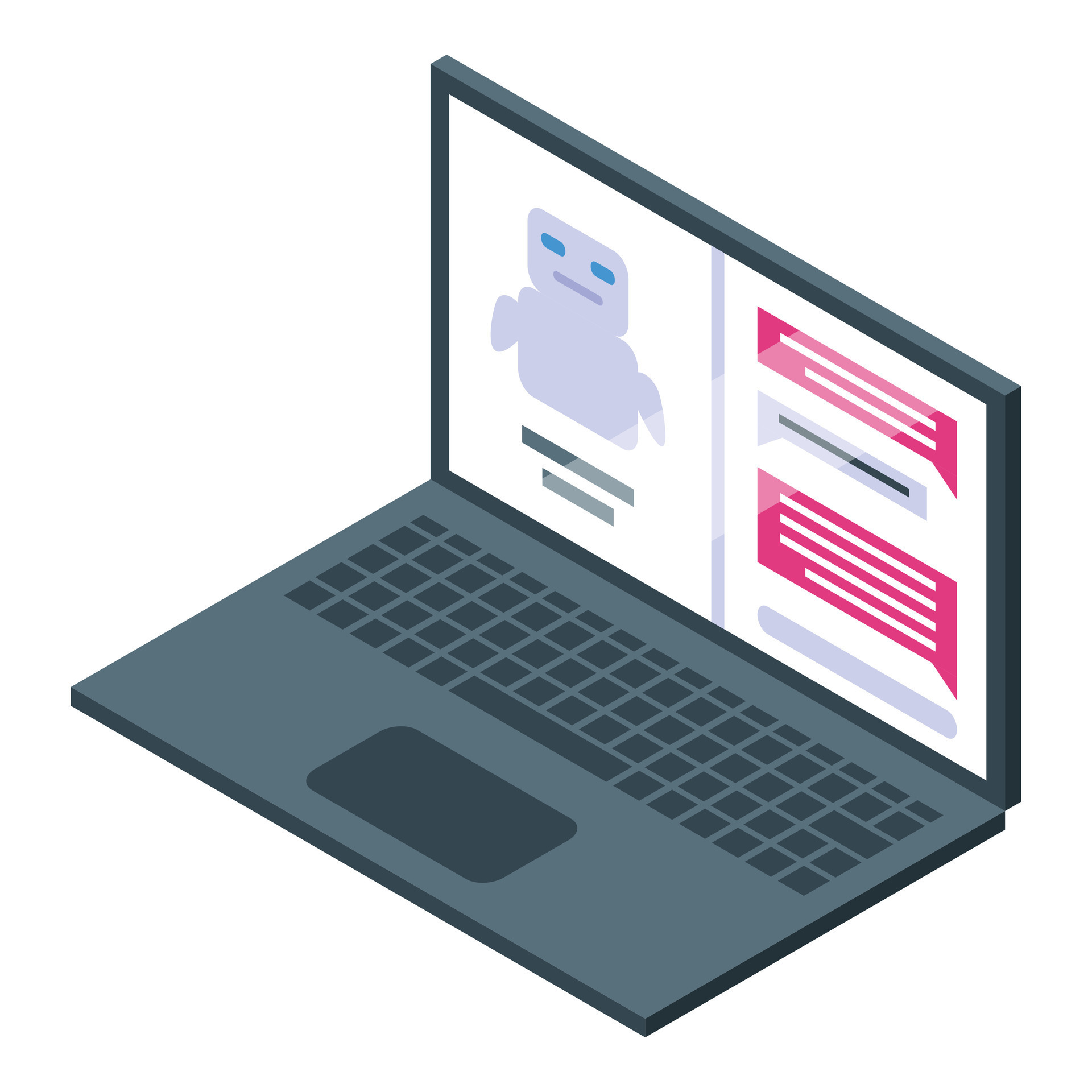 Chatbot communicating on laptop screen using artificial intelligence ...