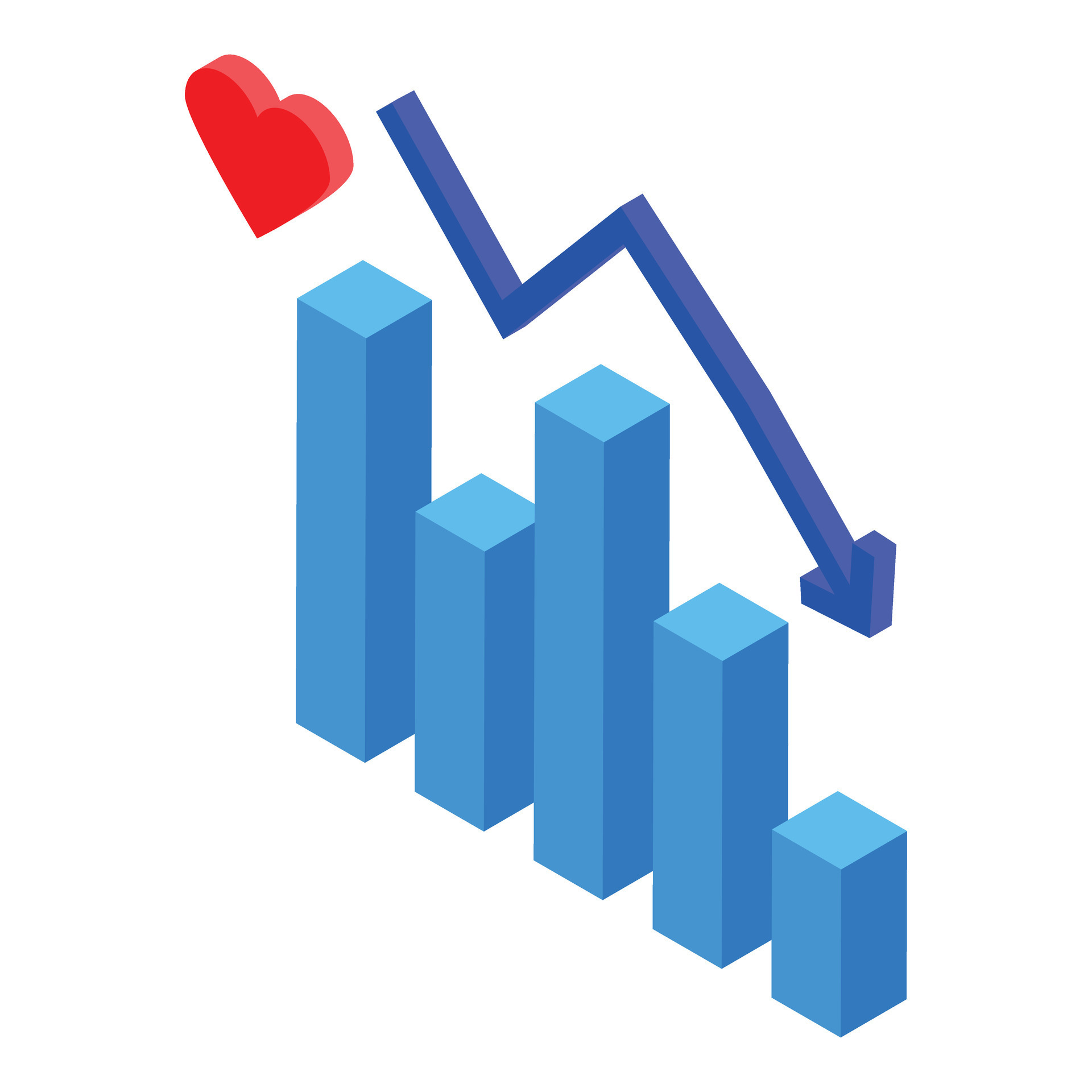 Blue bar graph showing decrease in love and affection 47437467 Vector ...