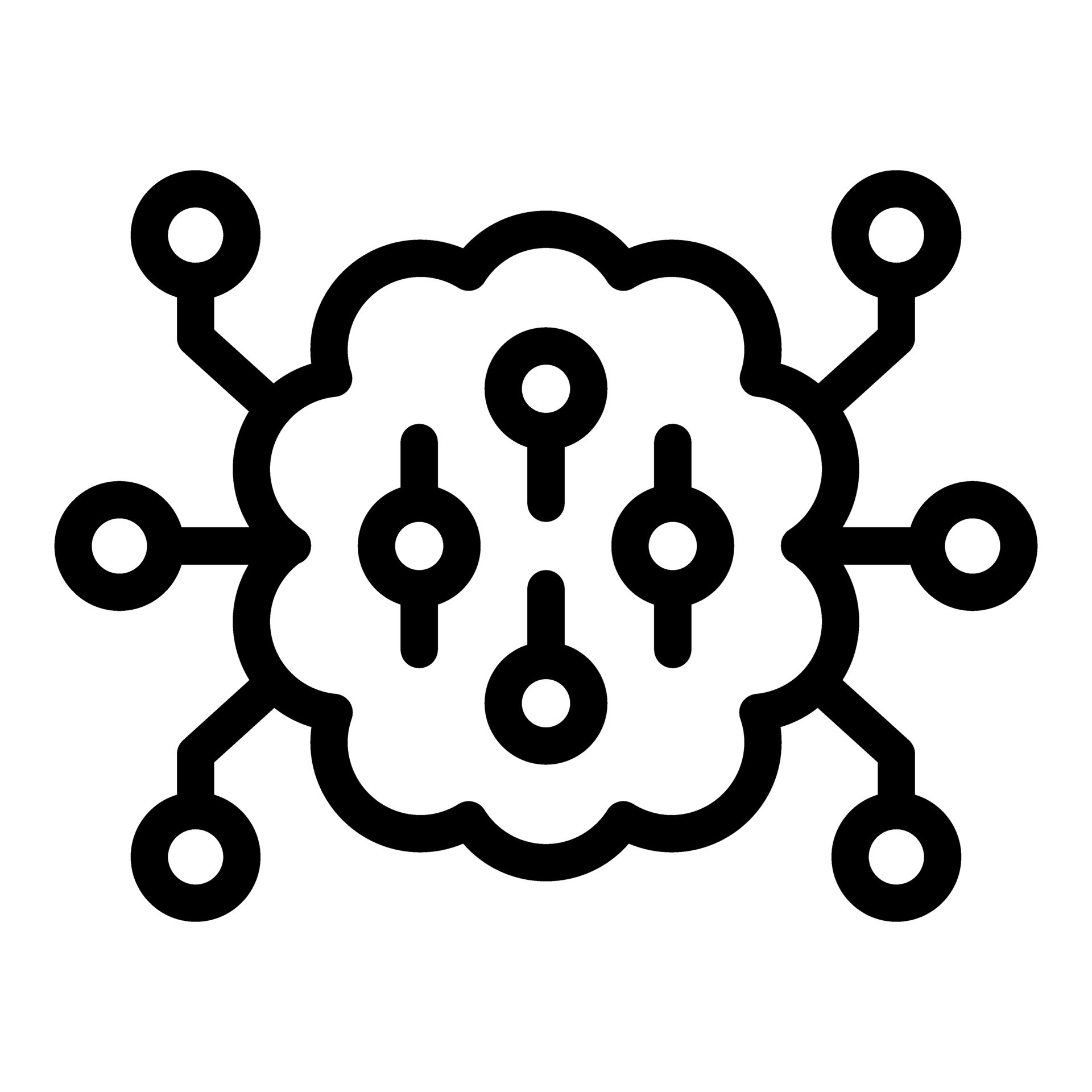 Digital Brain Processing Data Through Artificial Intelligence Network