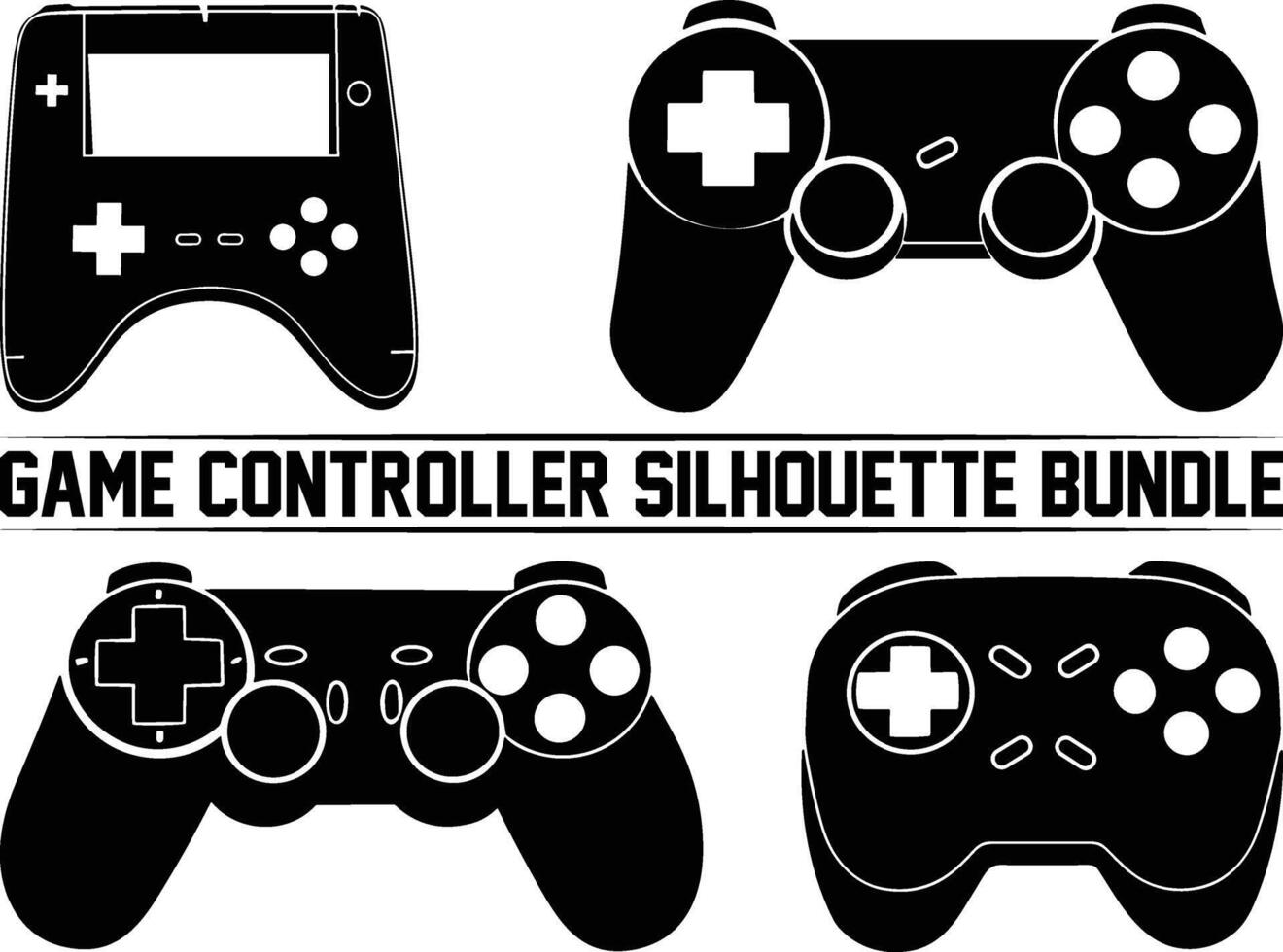 Game controller silhouette bundle, Keypad, gamepad, controller, input device. Console gaming ...