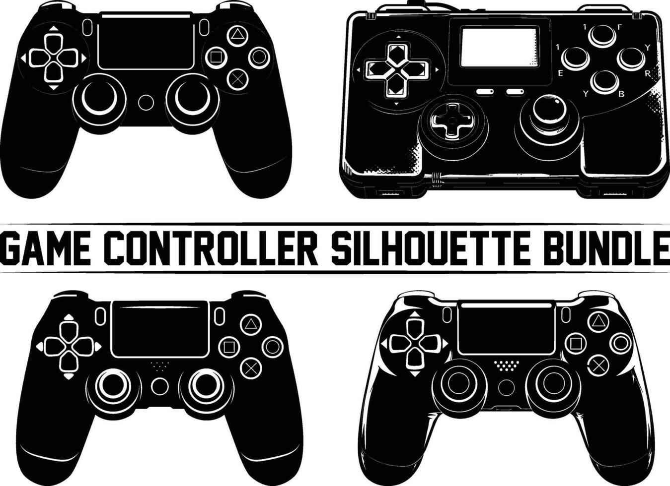 Game controller silhouette bundle, Keypad, gamepad, controller, input device. Console gaming ...