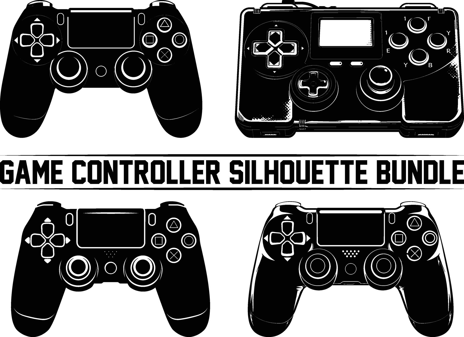 Game controller silhouette bundle, Keypad, gamepad, controller, input ... Game controller silhouette bundle, Keypad, gamepad, controller, input ...