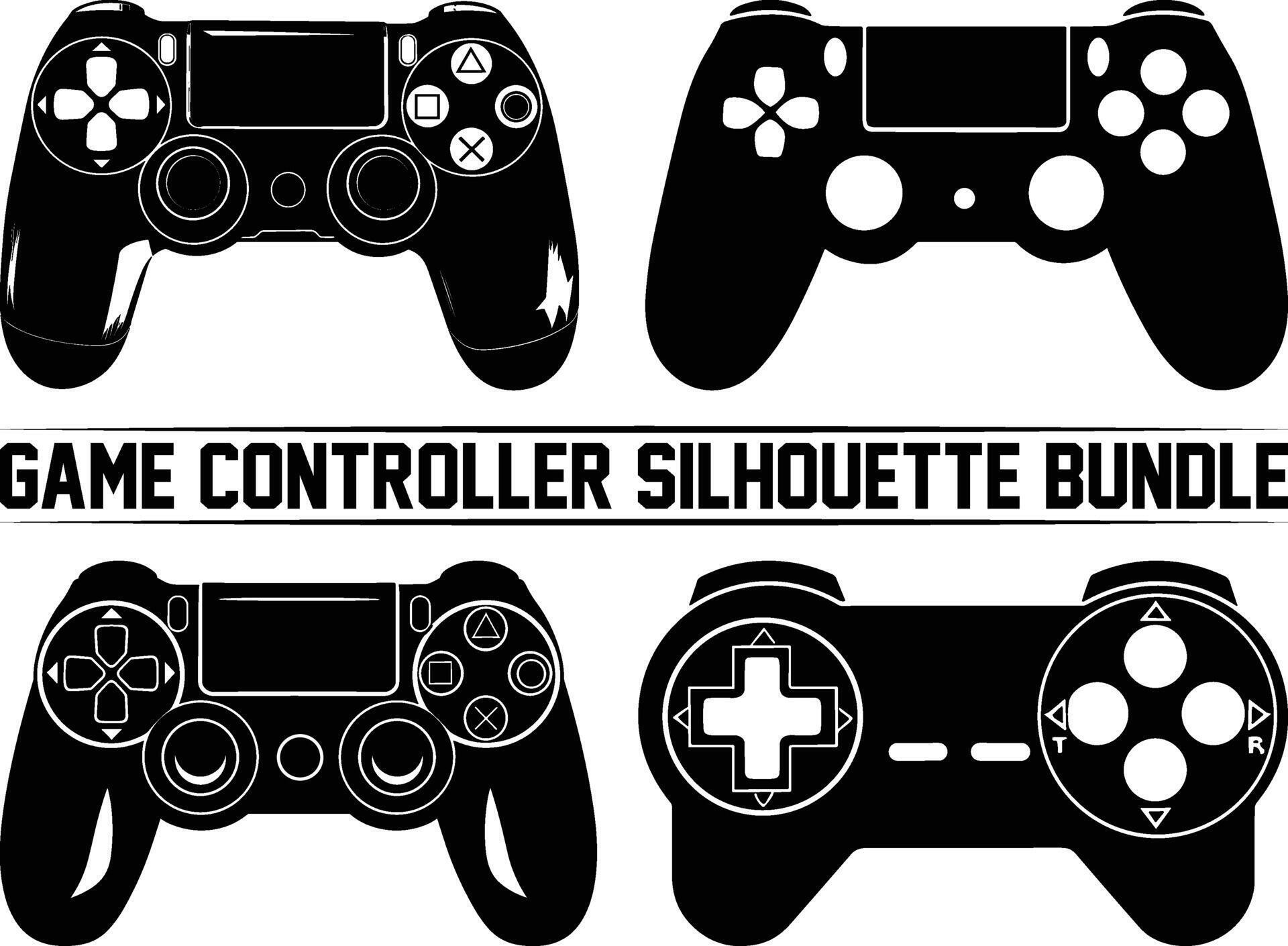 Game controller silhouette bundle, Keypad, gamepad, controller, input device. Console gaming ...