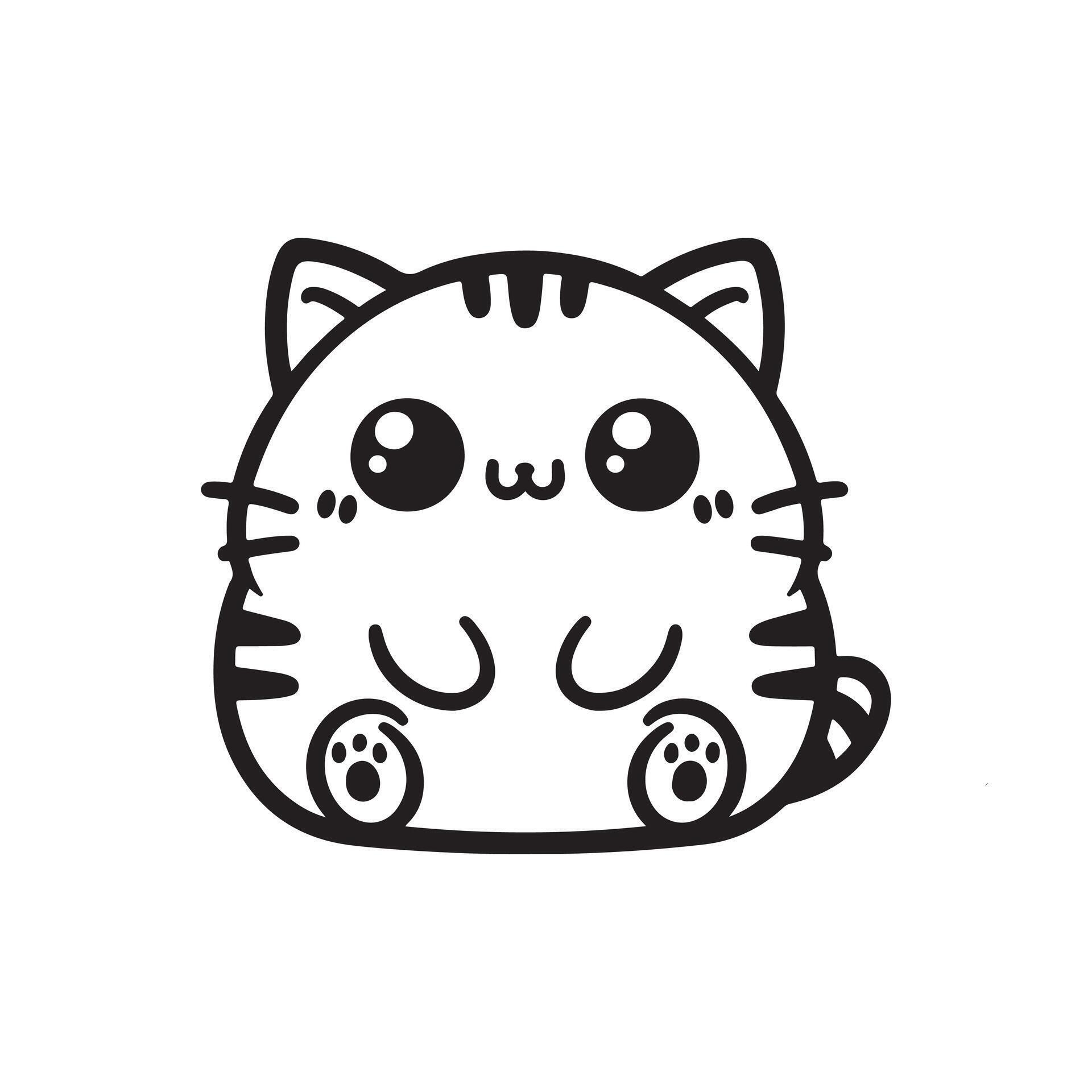 Black And White Cute Cat In Silhouette Illustration 47443096 Vector Art At Vecteezy