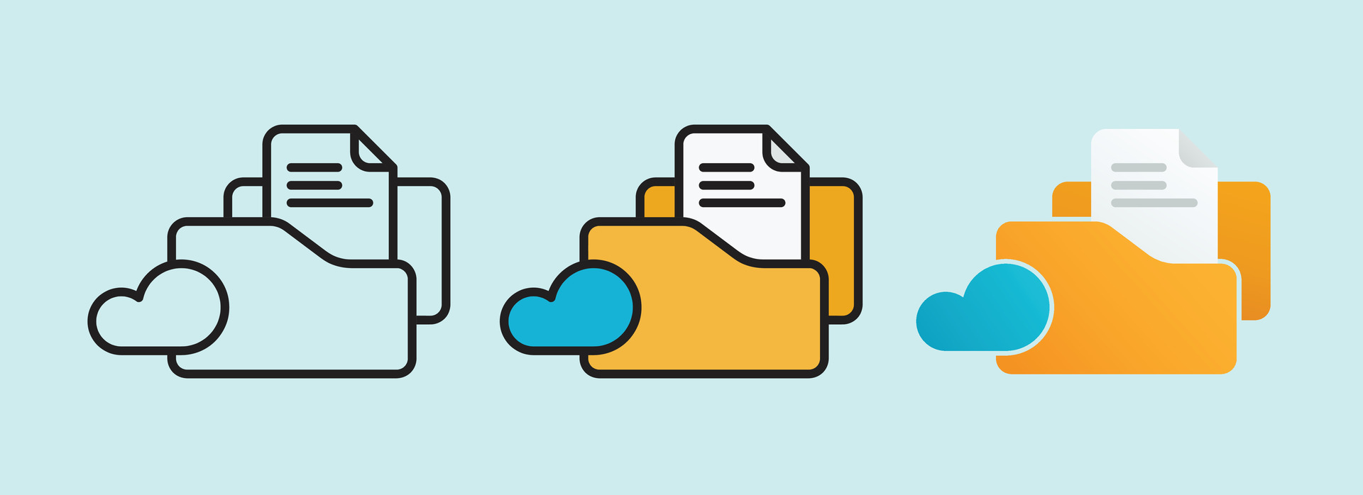 Cloud File And Folder Backup Illustration Design With Outline Field