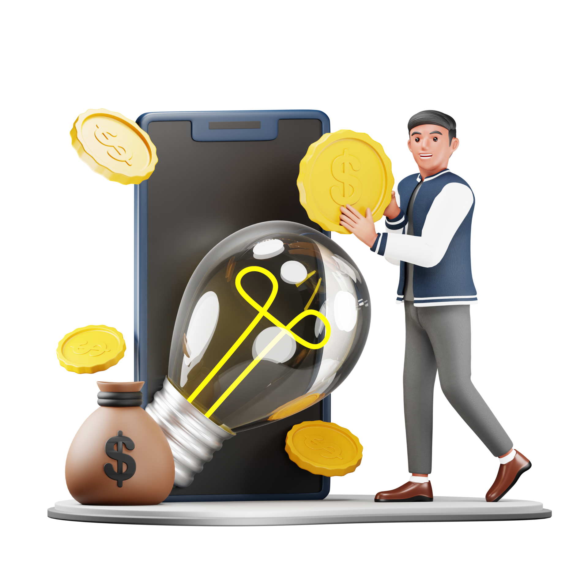 3D Man in Fintech Investment. Character Illustration for Business and Financial Design 47445650 PNG