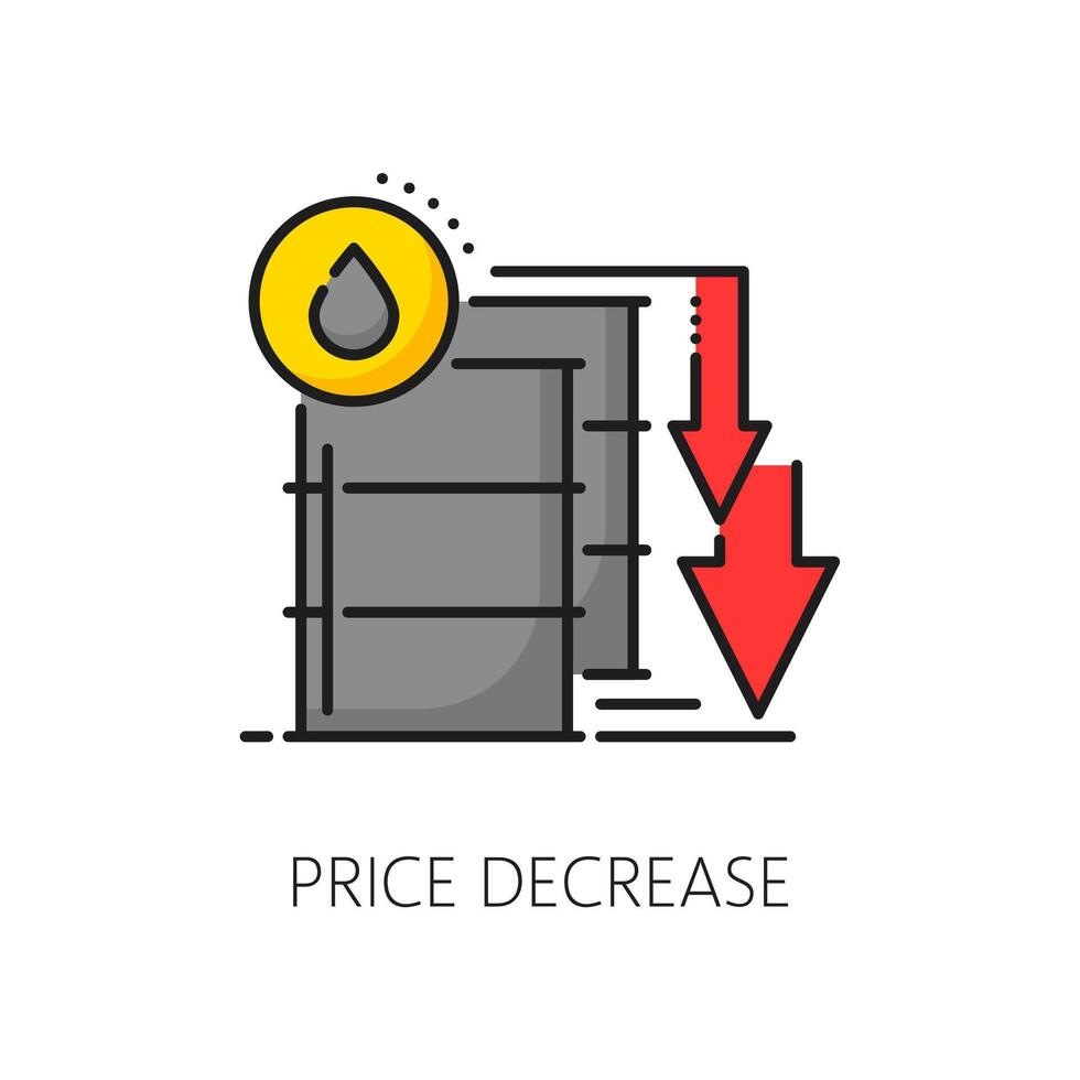 Oil price decrease graph line icon, energy crisis 47447143 Vector Art ...