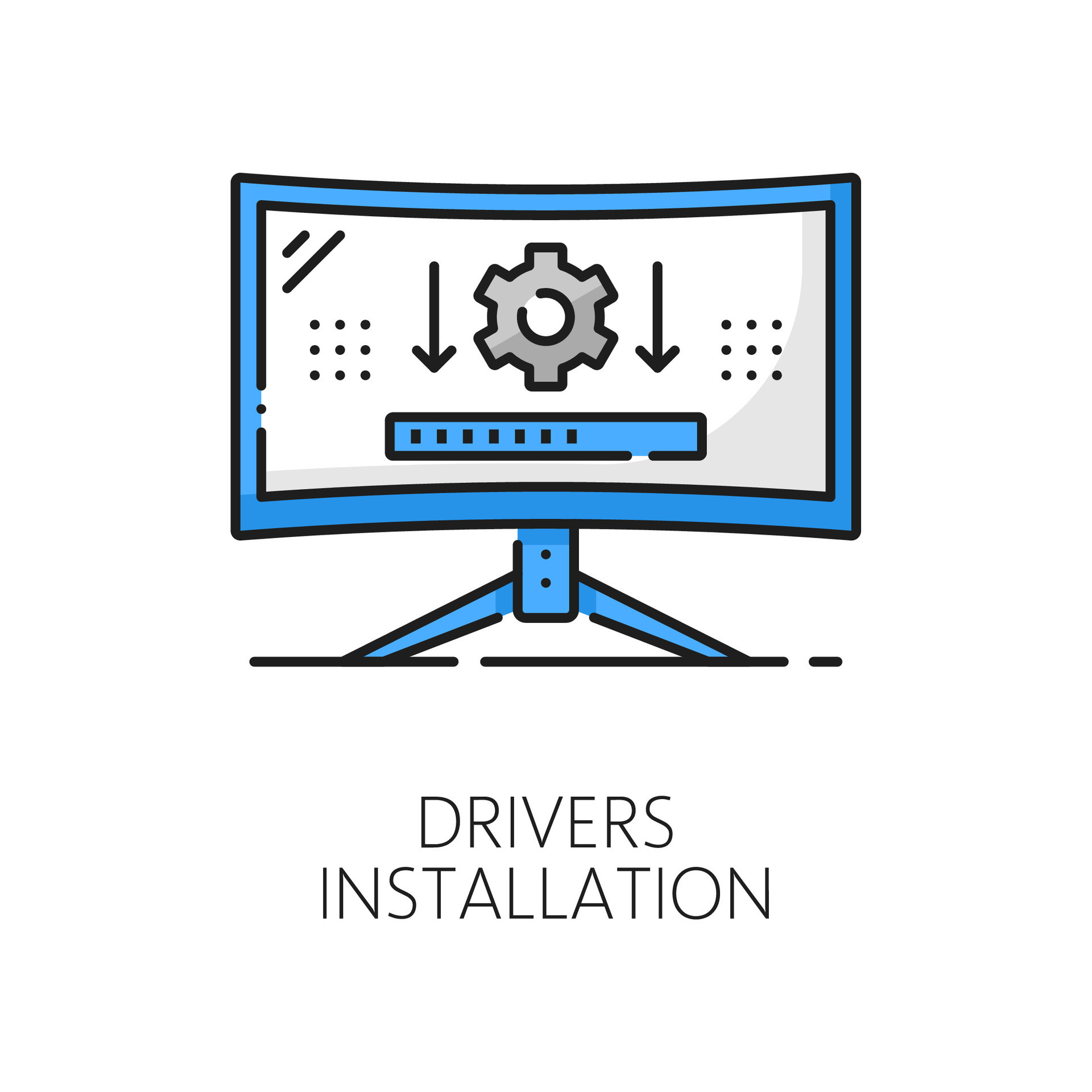Computer monitor software installation line icon 47447166 Vector Art at ...