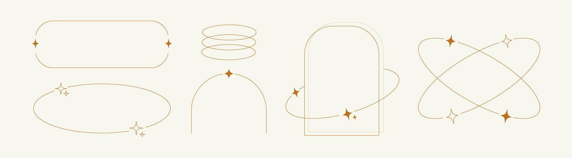Modern Minimalist Aesthetic Line Elements Trendy Linear Frames with Stars, Arches 47447439 ...