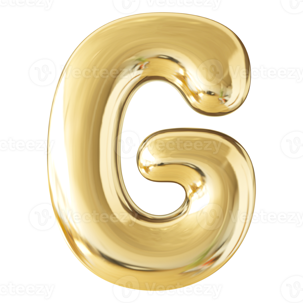 Gold 3D Bubble Font Letter G uppercase 47451040 PNG