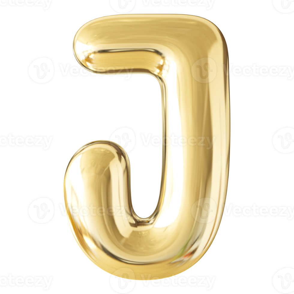 Gold 3D Bubble Font Letter J uppercase 47451065 PNG