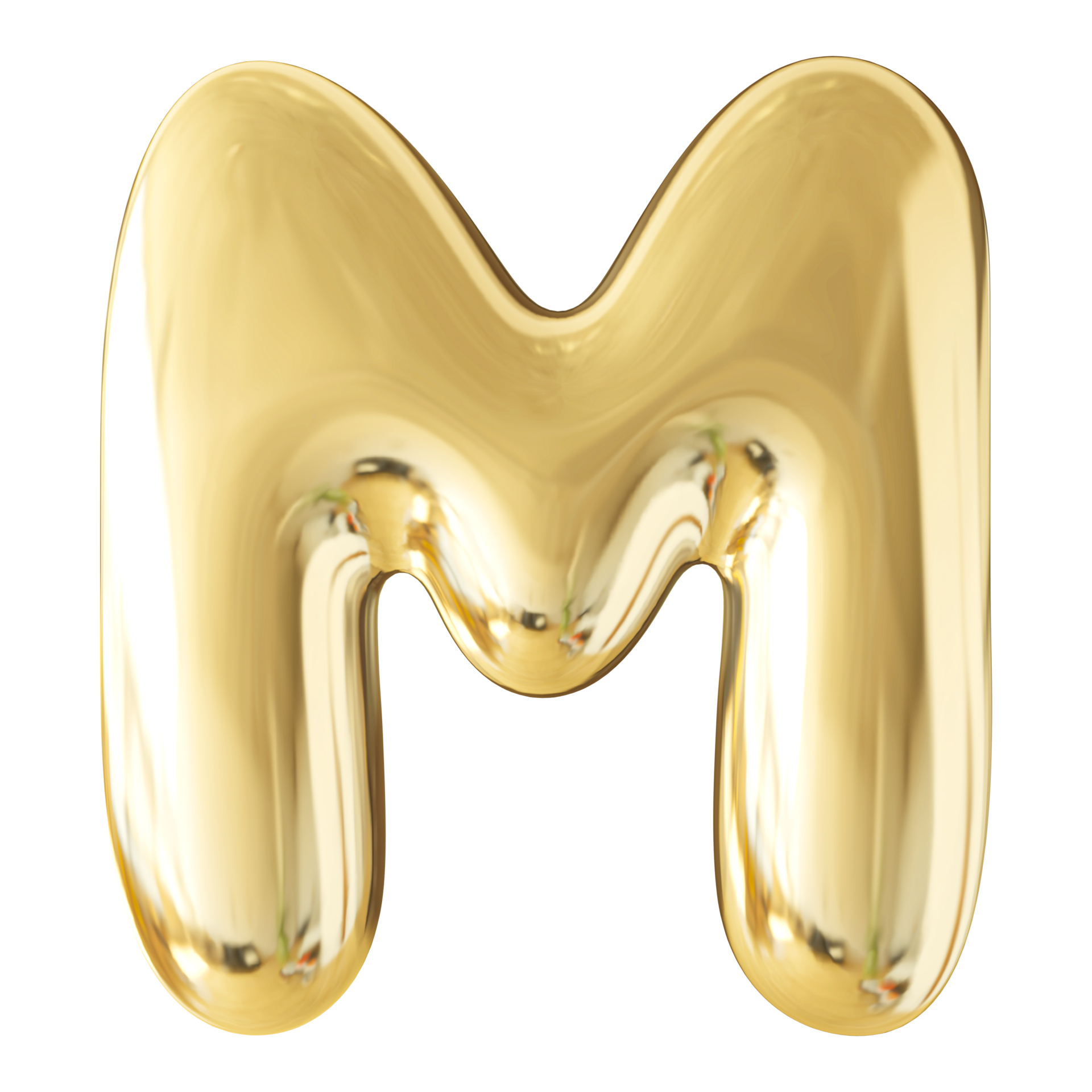 Gold 3D Bubble Font Letter M uppercase 47451099 PNG