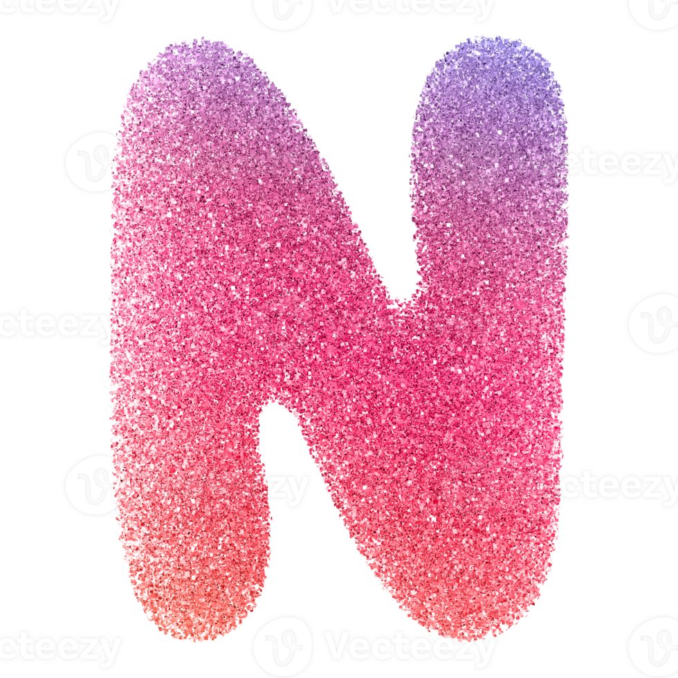 Gradient Glitter Font Letter N uppercase 47451422 PNG