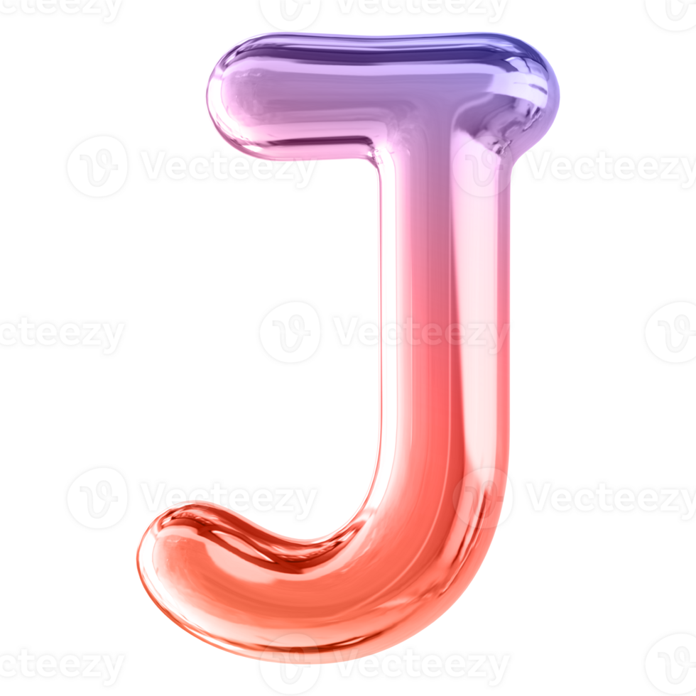 Gradient 3D Bubble Font Letter J uppercase 47451805 PNG