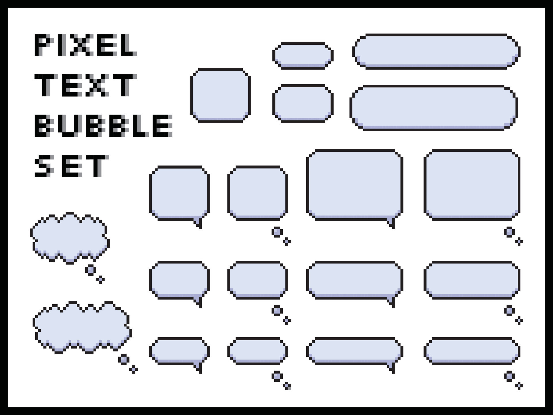 Cute pixel text speech bubble isolated element illustration set. Speech talking thinking box ...