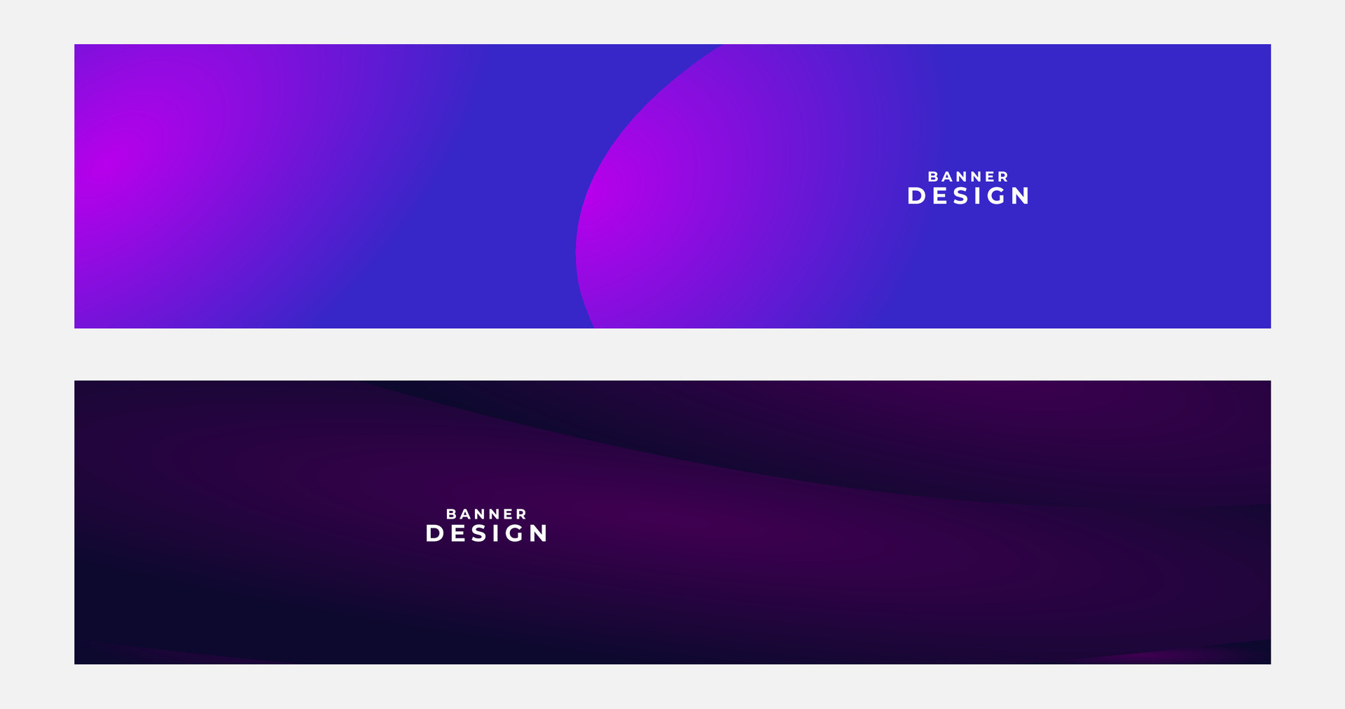 set of purple banners with abstract gradient background with curve ...