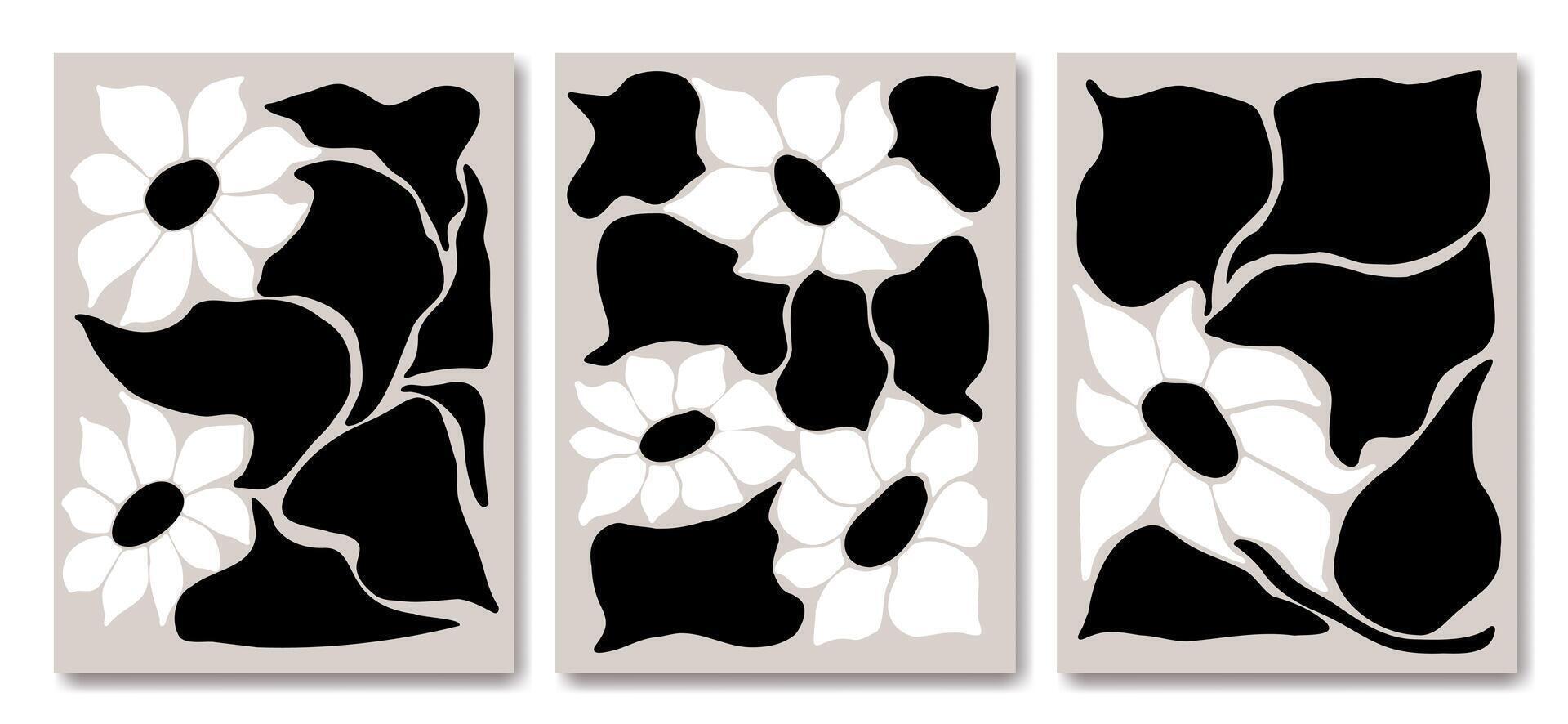 Monochromatic Floral Elegance A Modern Triptych 47463289 Vector Art at Vecteezy