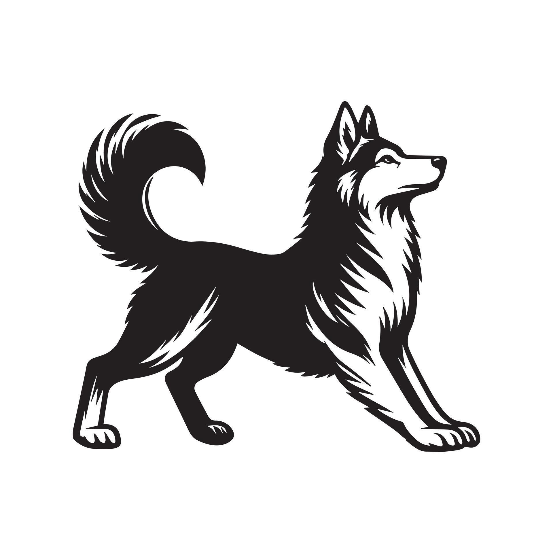 Wolf silhouette Design - A Wolf Play bow illustration in black and white 47464718 Vector Art at ...