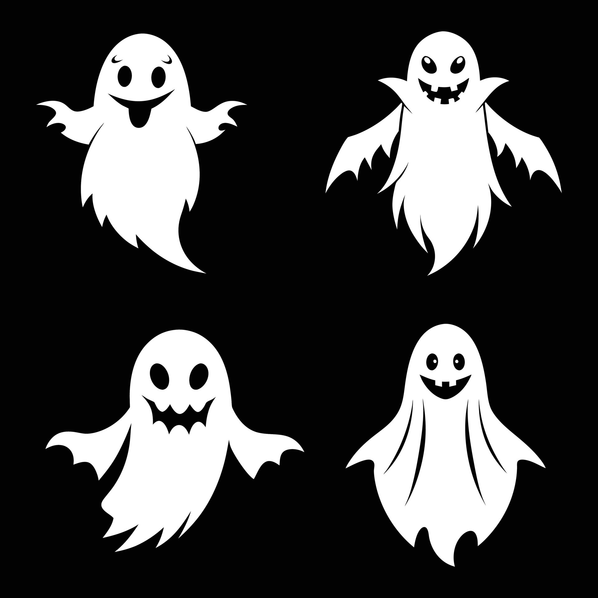 Ghost Halloween Silhouette Black And White Halloween Ghost Collection