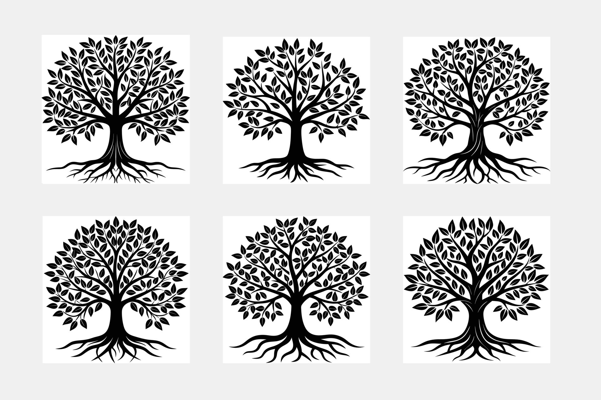 Old tree simple illustration silhouette set 47466334 Vector Art at Vecteezy