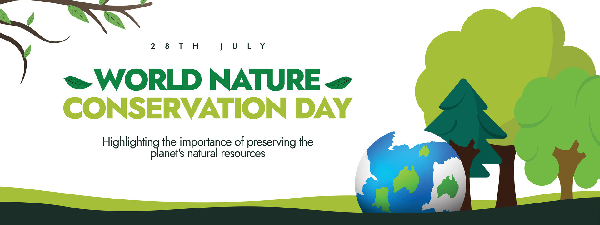 World Nature Conservation day cover banner illustration. 28th July ...