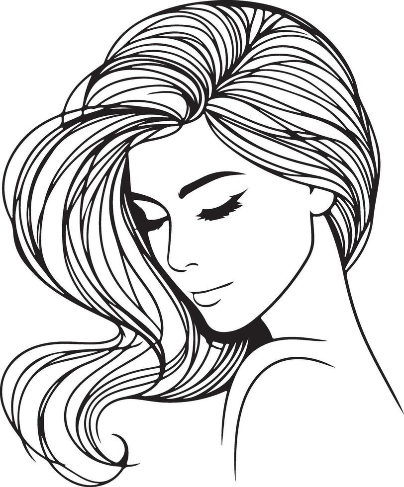 beautiful girl with long hair 47468801 Vector Art at Vecteezy