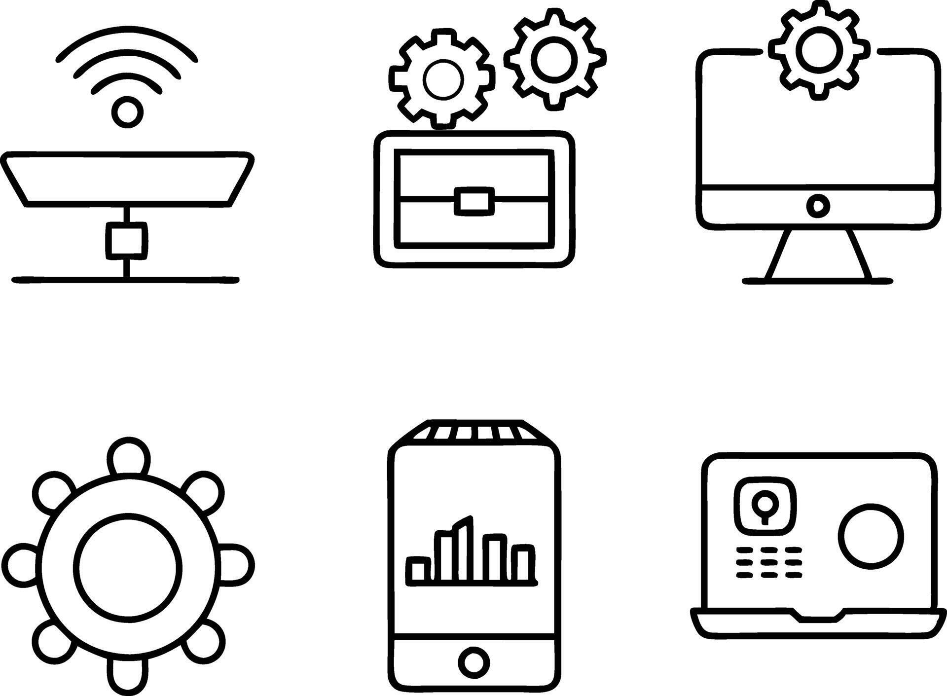 set of technology icon line art style. technology, digital, background ...