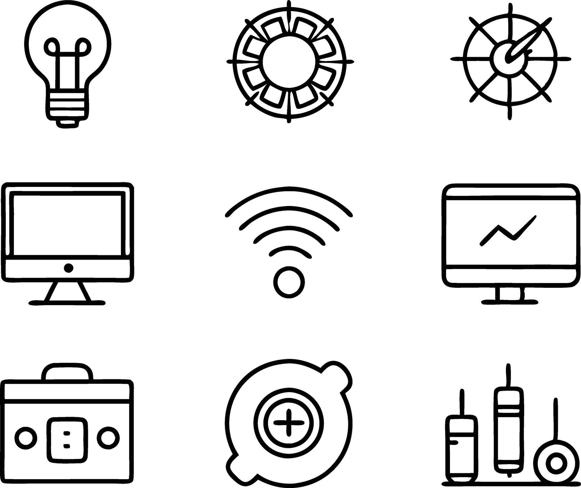 set of technology icon line art style. technology, digital, background ...