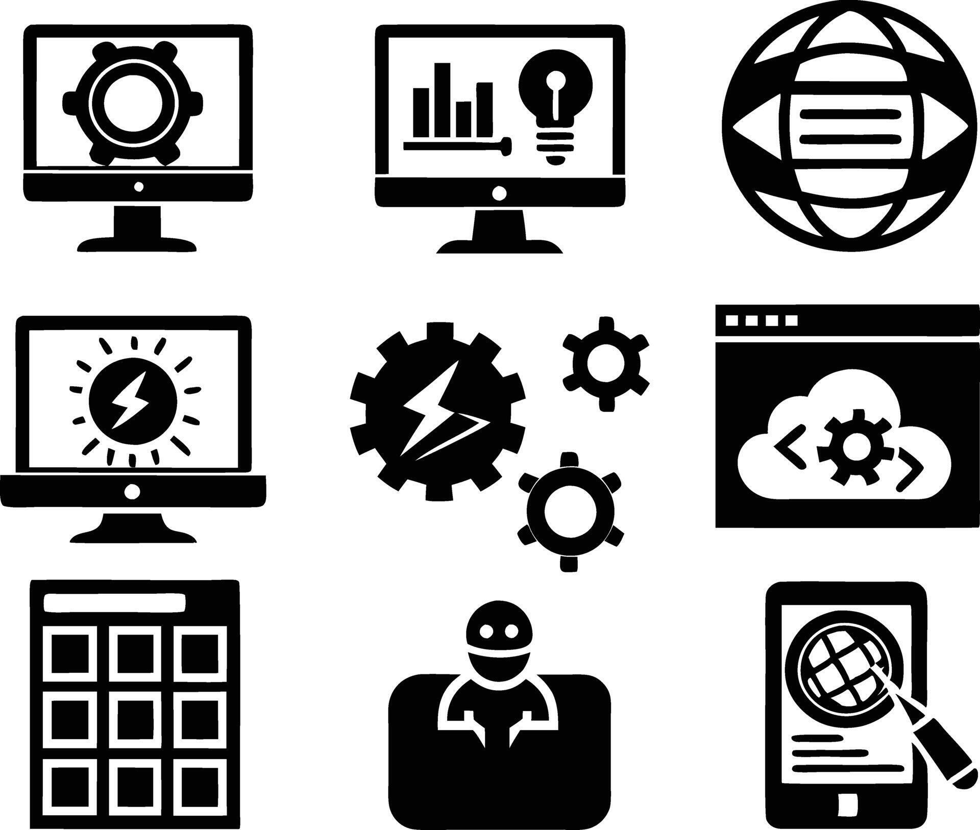 set of Programming icon illustration. computer, code, programming ...