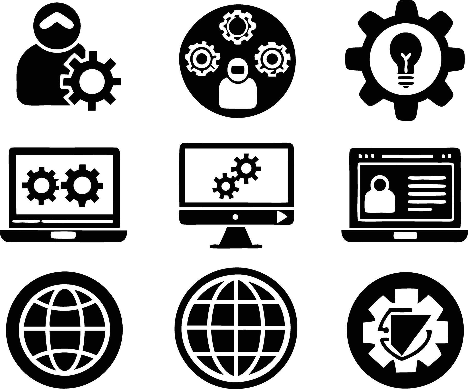set of Programming icon illustration. computer, code, programming, software, technology ...