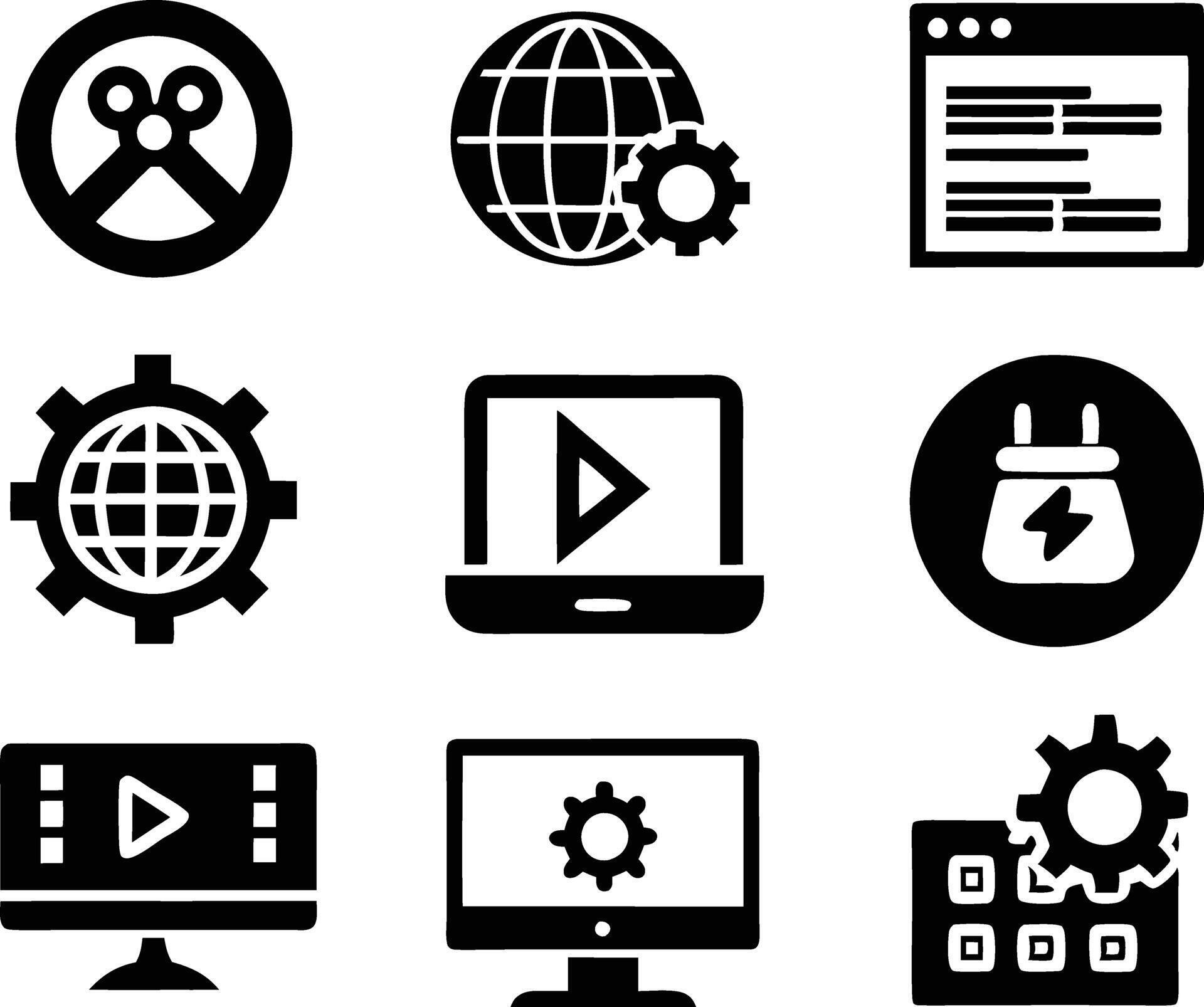 set of Programming icon illustration. computer, code, programming, software, technology ...