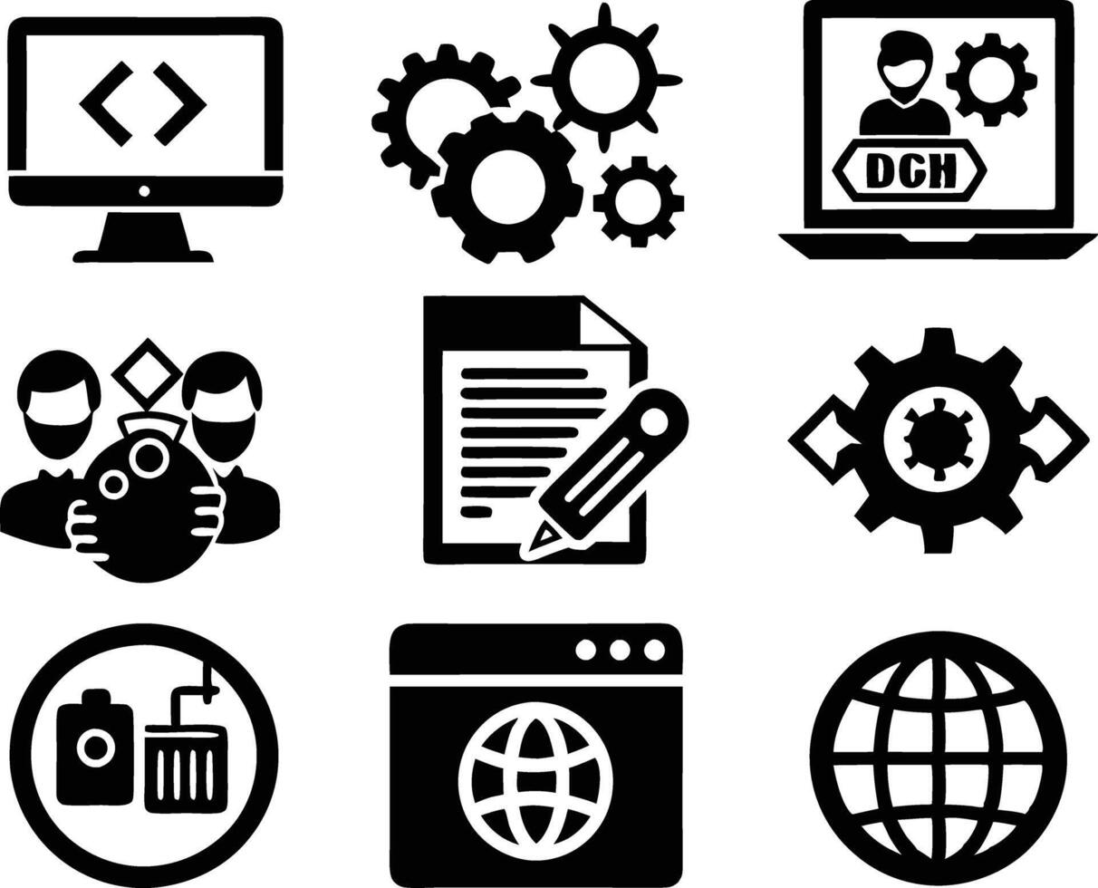 set of Programming icon illustration. computer, code, programming ... set of Programming icon illustration. computer, code, programming ...