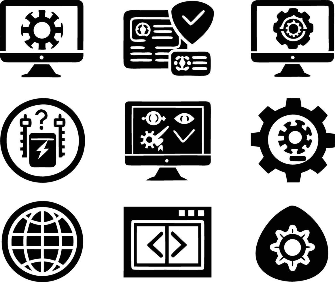 set of Programming icon illustration. computer, code, programming, software, technology ...