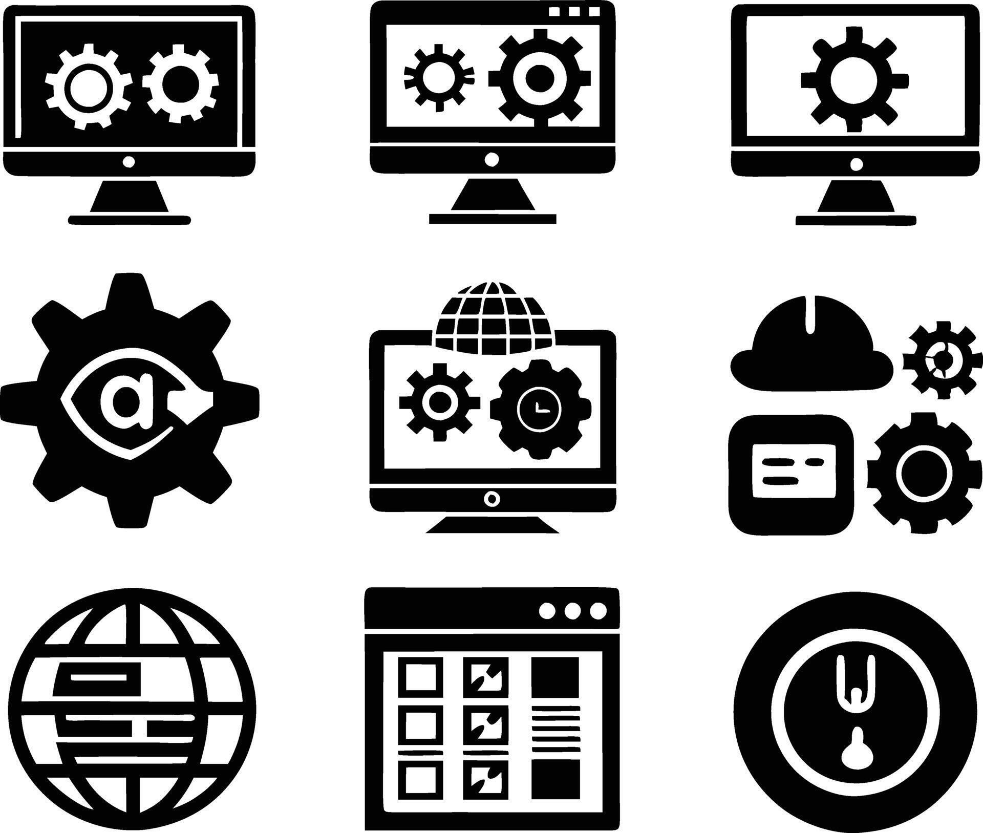 set of Programming icon illustration. computer, code, programming, software, technology ...