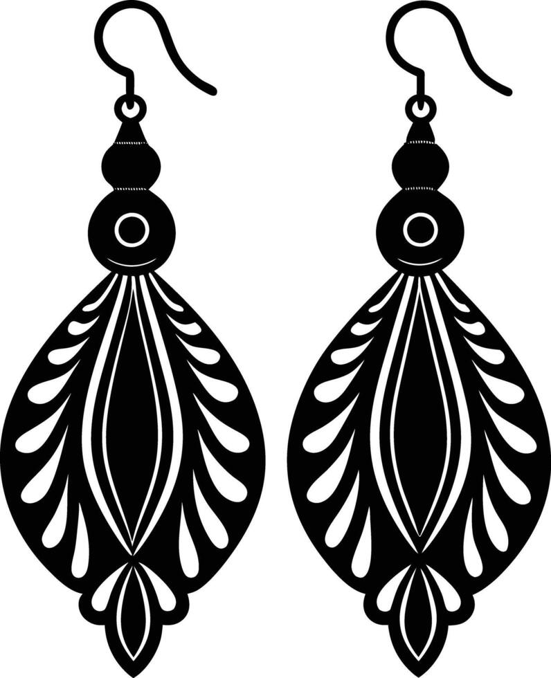 decorative women earrings illustration black and white 47485904 Vector Art at Vecteezy