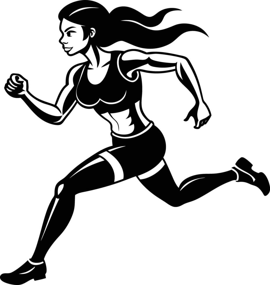 silhouette of a woman running illustration black and white 47487912 ...