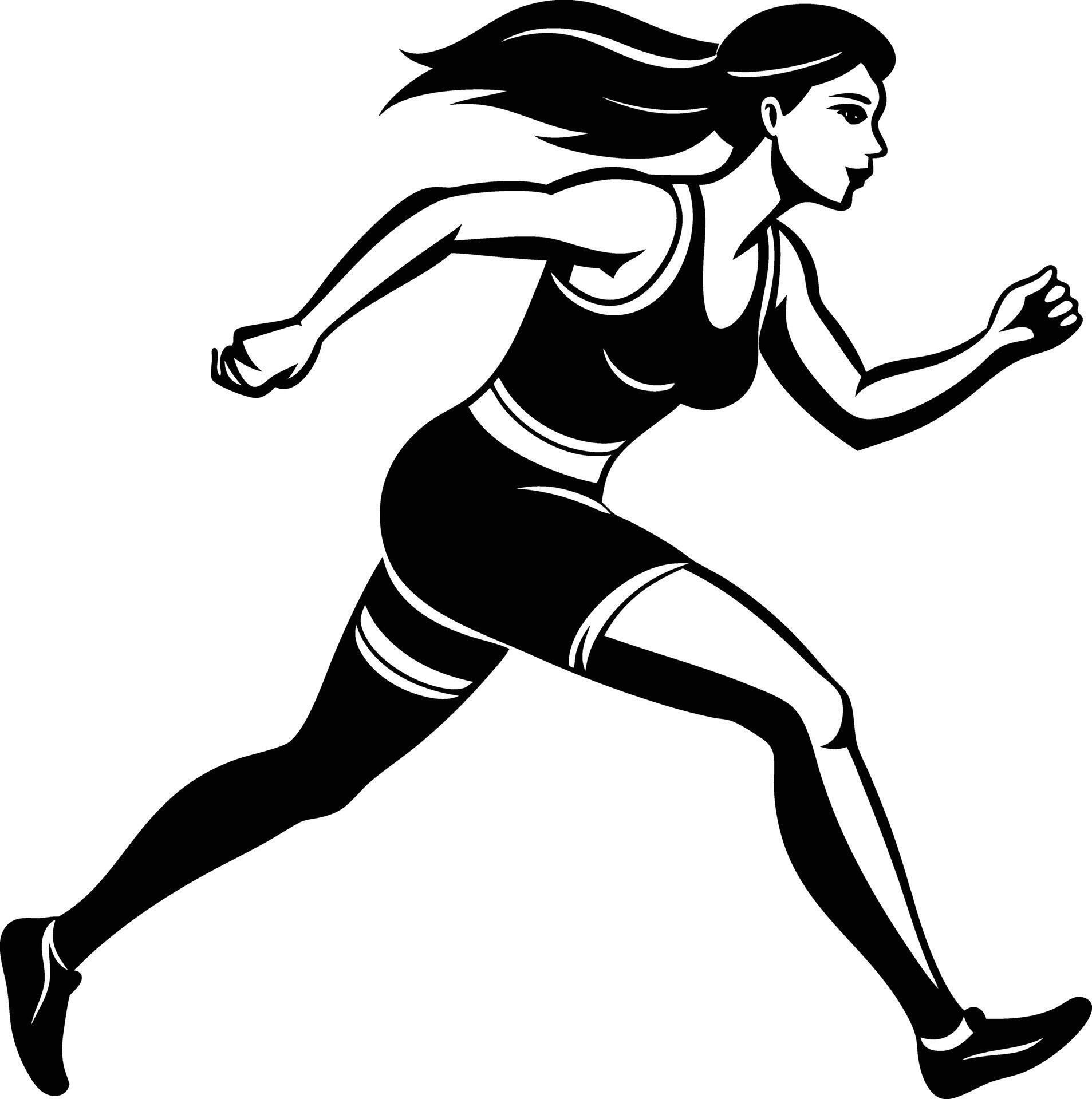 silhouette of a woman running illustration black and white 47487914 ...