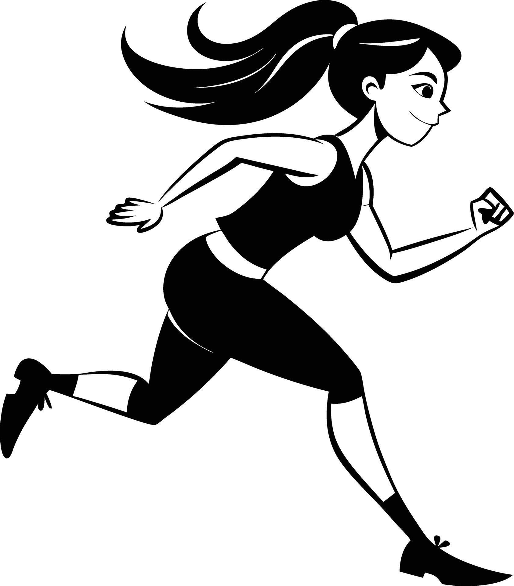silhouette of a woman running illustration black and white 47487917 ...
