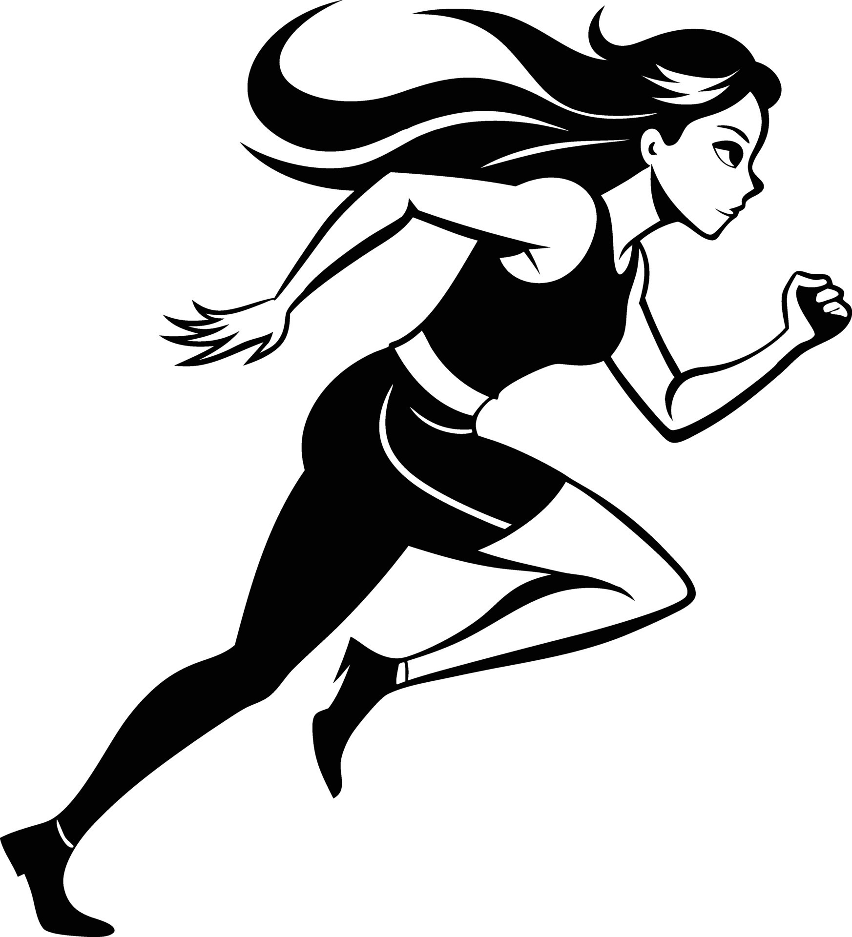 silhouette of a woman running illustration black and white 47487919 ...