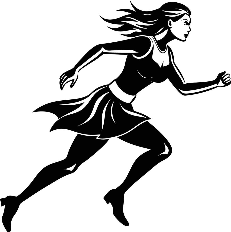 silhouette of a woman running illustration black and white 47487920 ...