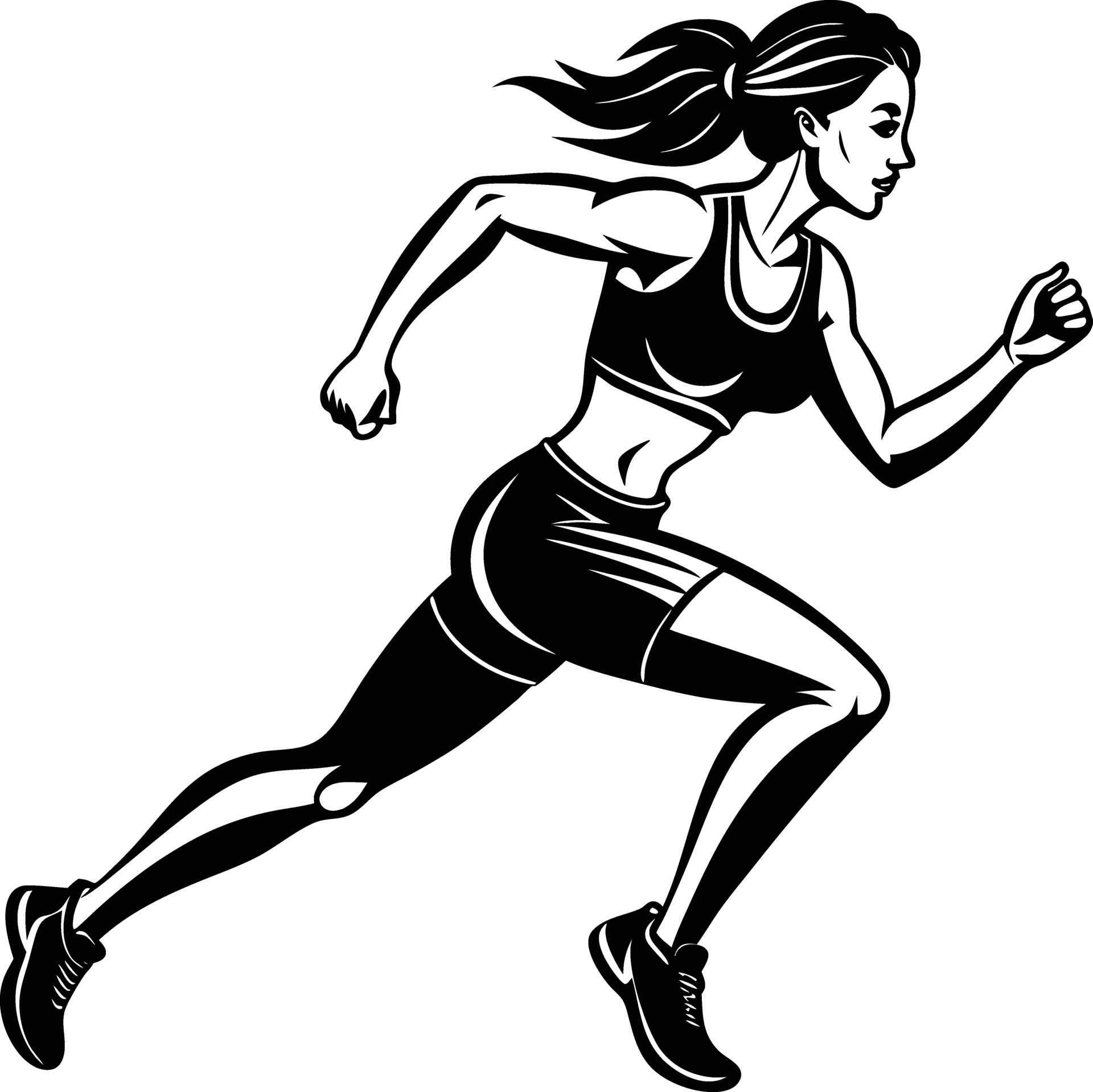silhouette of a woman running illustration black and white 47487923 ...