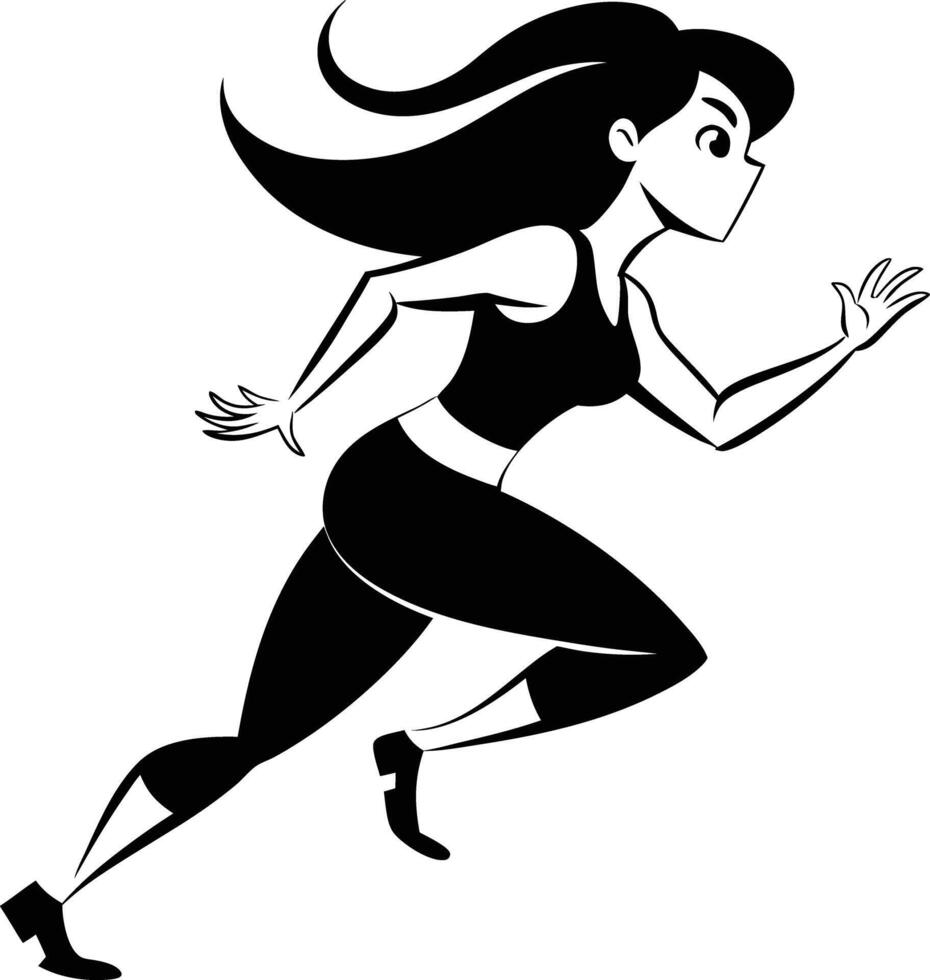 silhouette of a woman running illustration black and white 47487927 ...