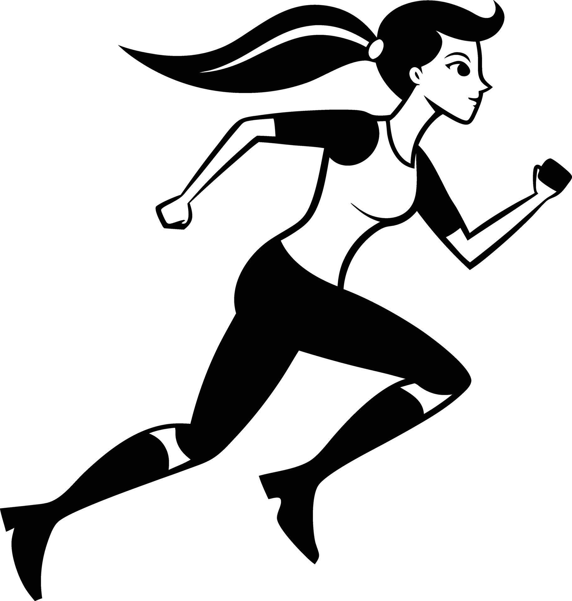 silhouette of a woman running illustration black and white 47487929 ...